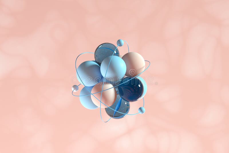 Atom Spheres with Pink Organic Background, 3d Rendering Stock ...