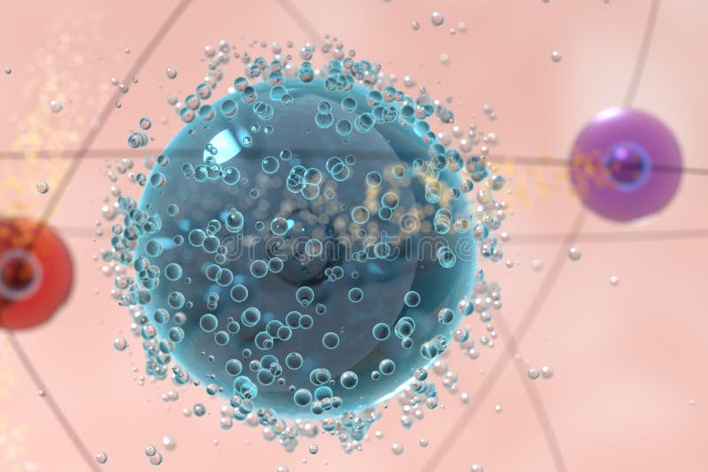 Pink Atom Icon Isolated on Blue Background. Symbol of Science ...