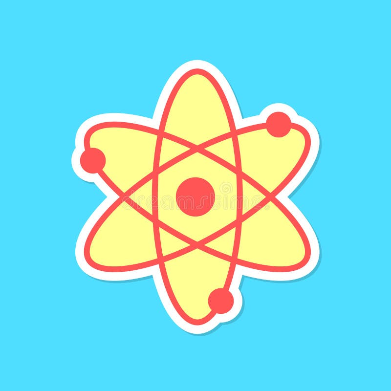 Atom Sticker with Shadow Isolated on Blue Stock Vector - Illustration ...
