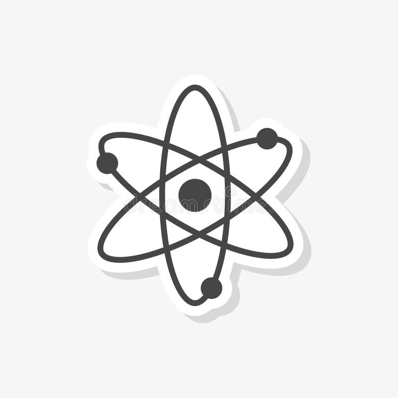 Atom Sticker with Shadow Isolated on Blue Stock Vector - Illustration ...