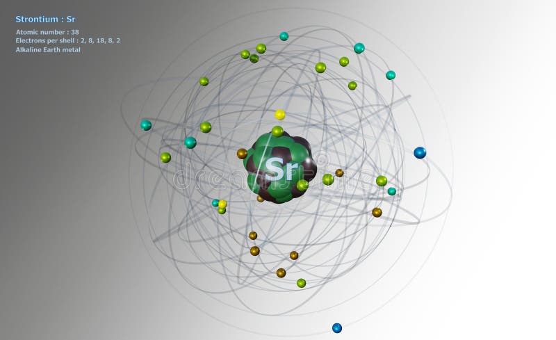 Atom of Strontium with Core and 38 Electrons on White Stock ...