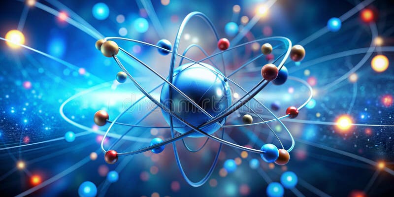 Atom Structure in Abstract Technology Background 3d Illustration of ...