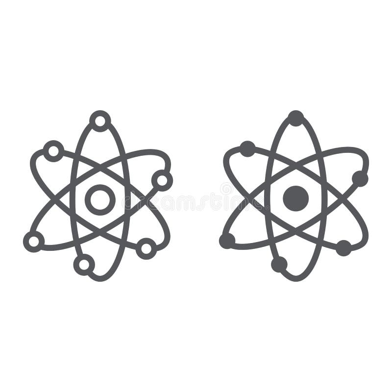 Atom Structure Line and Glyph Icon, Scientific and Nuclear, Nucleus ...