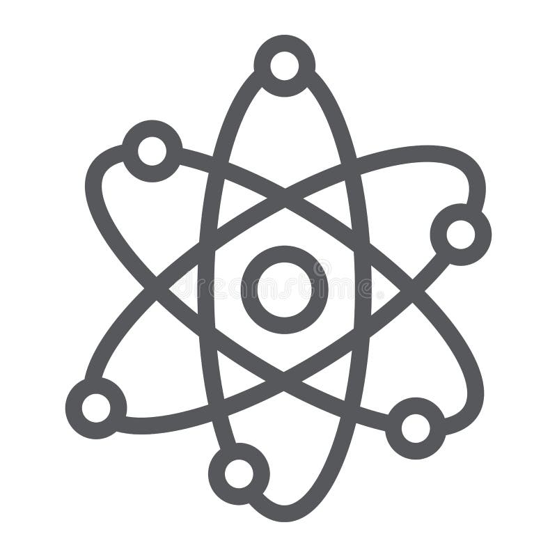 Atom Structure Line Icon, Scientific and Nuclear, Nucleus Sign, Vector ...