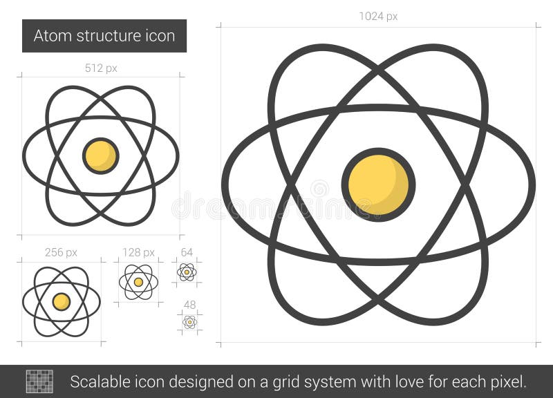 Atom structure line icon. stock vector. Illustration of graphic - 85933044