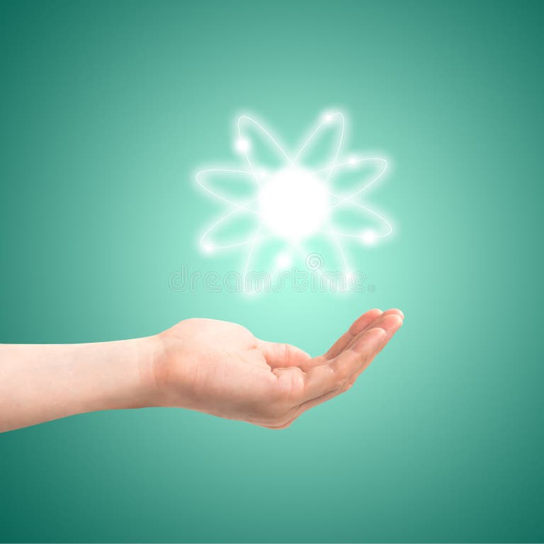 Atom Structure Model in Hands Stock Image - Image of biology, molecule ...