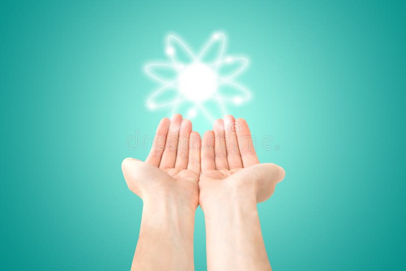 Atom Structure Model in Hands Stock Photo - Image of molecule, icon ...