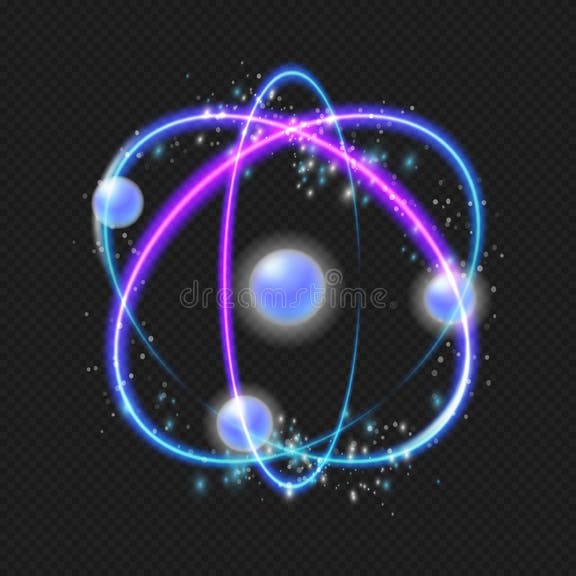 Atom Structure, Orbit with Light Neon Effect Stock Vector ...