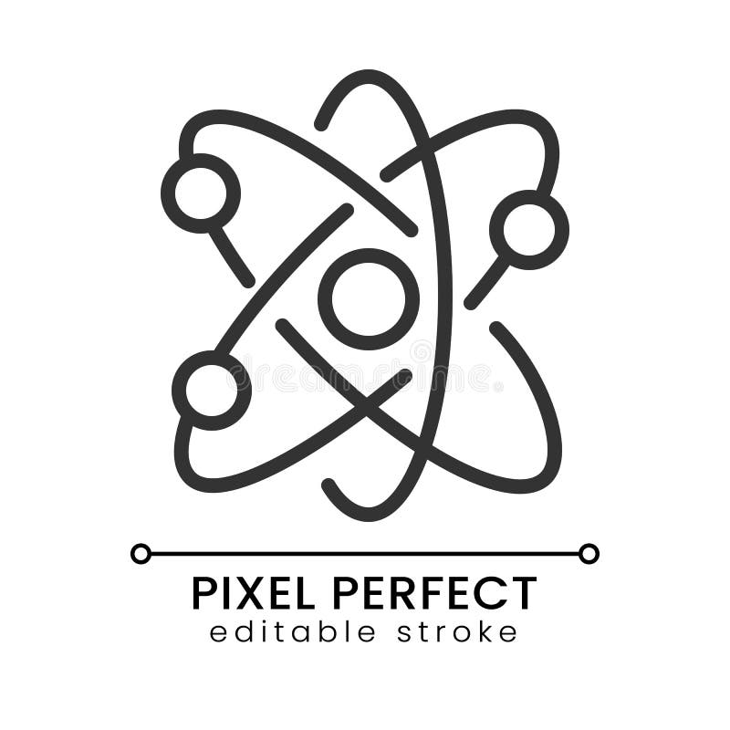 Atom Structure Pixel Perfect Linear Icon Stock Vector - Illustration of ...
