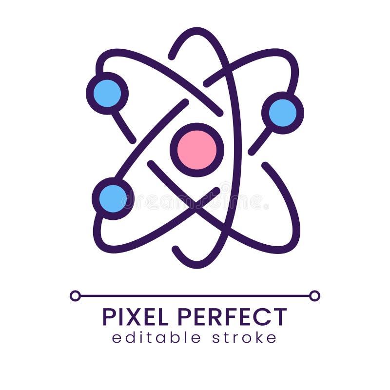 Atom Structure Pixel Perfect RGB Color Icon Stock Vector - Illustration ...