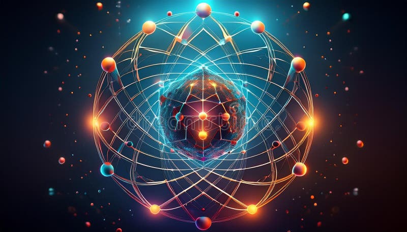 Atom Structure in Space Background Stock Illustration - Illustration of ...