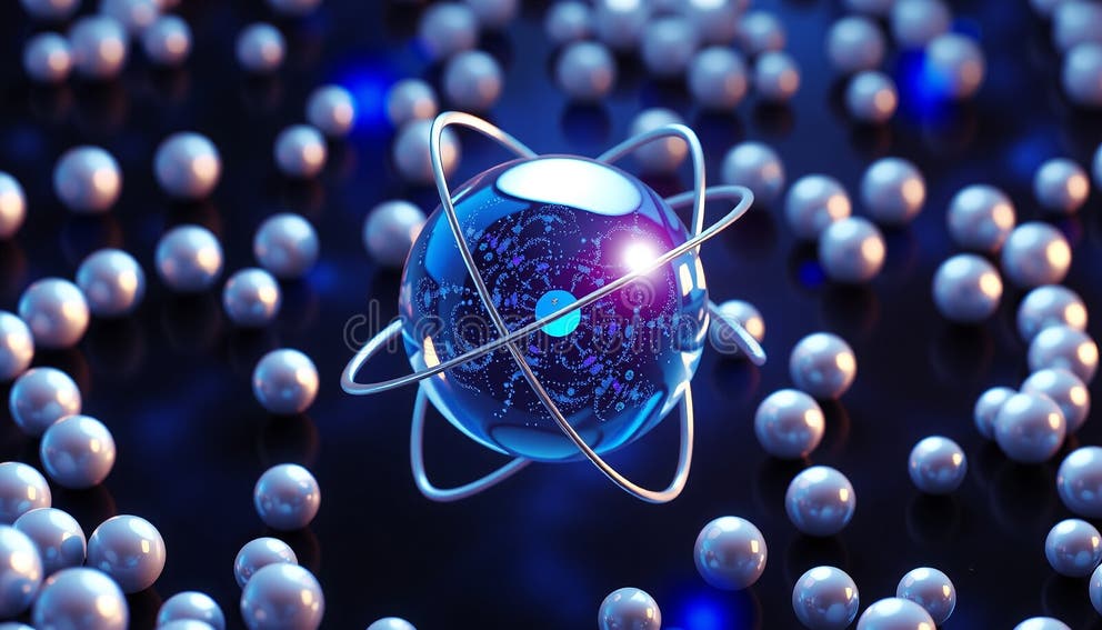 Atom Structure with White Spheres Stock Photo - Image of atom, orbitals ...