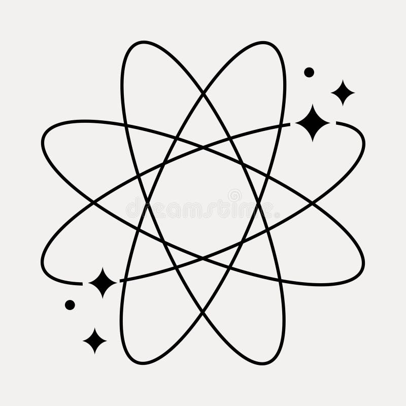 Atom, Stylized Stars. Abstract Minimalistic Clean and Simple Circle ...