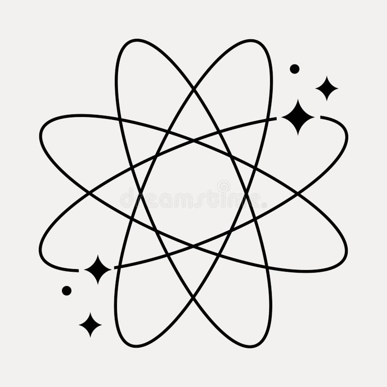 Atom, Stylized Stars. Abstract Minimalistic Clean and Simple Circle ...