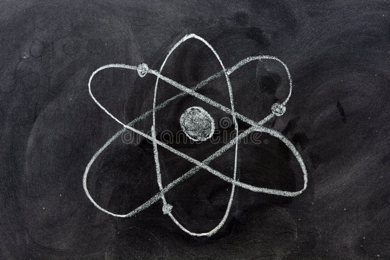Atom Symbol Drawn on a Blackboard Stock Photo - Image of blackboard ...