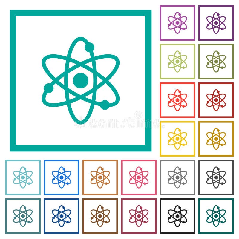 Atom Symbol Flat Color Icons with Quadrant Frames Stock Vector ...