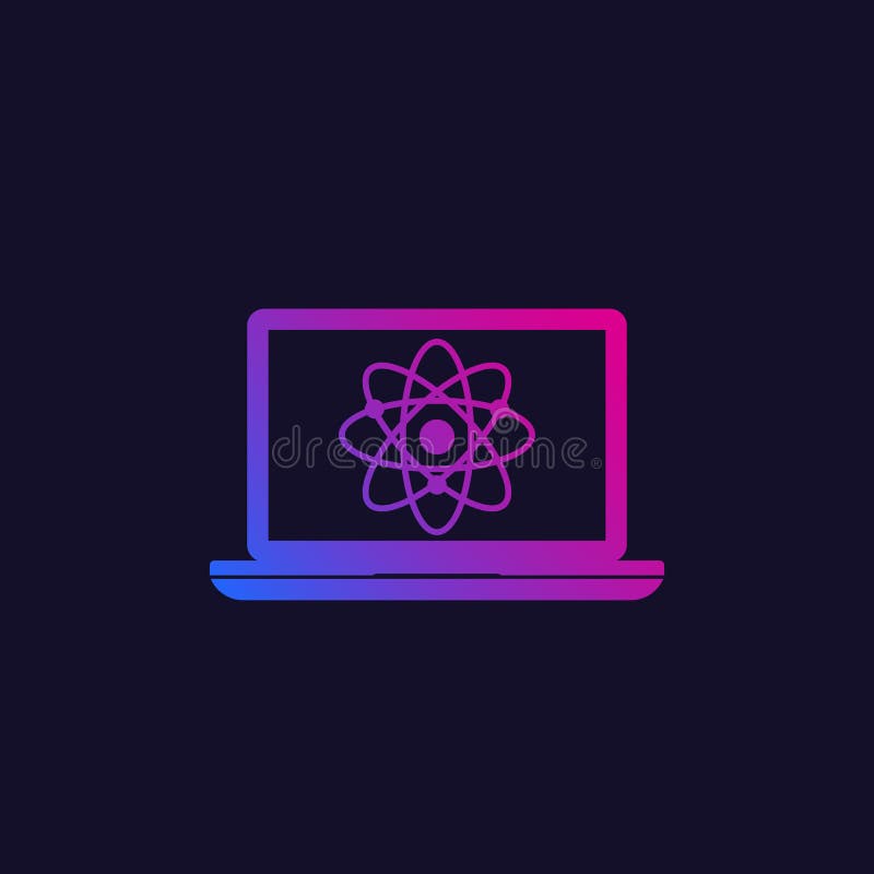 Atom-Symbol mit Computer vektor abbildung. Illustration von molekül ...