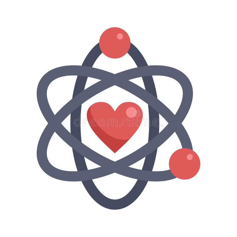 Atom Symbol with Red Heart Representing Love of Science Stock ...