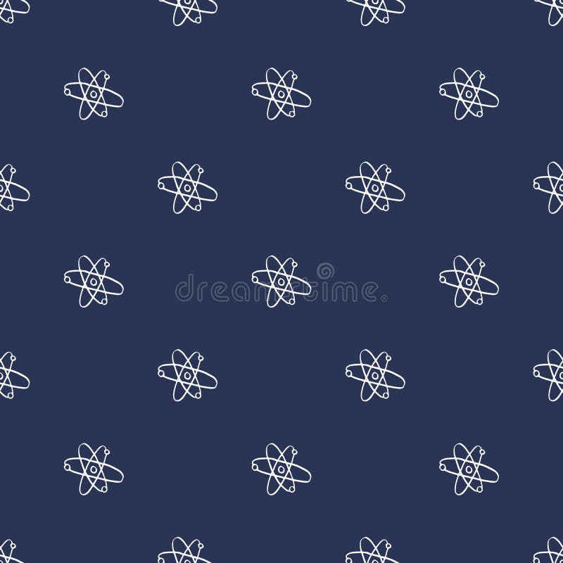 Atom Symbol Seamless Pattern Hand Drawn. Vector Illustration Stock ...