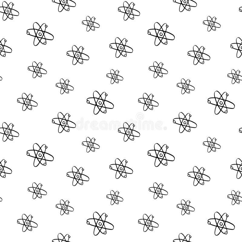 Atom Symbol Seamless Pattern Hand Drawn. Vector Illustration Stock ...