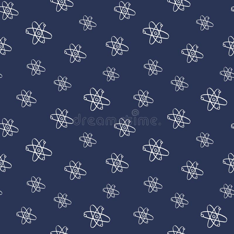 Atom Symbol Seamless Pattern Hand Drawn. Vector Illustration Stock ...