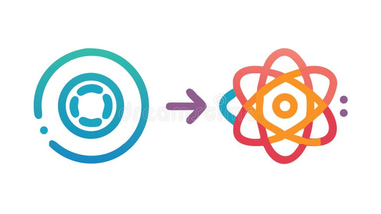 Atom Transforming into New Structure Evolution Icon, Vector Design ...