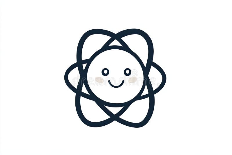 An Atom Vector Cute Character, Black Outline of an Atom, Simple Vector ...