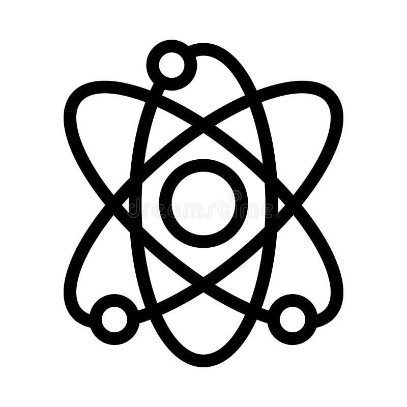 Atom Vector Icon. Black and White Illustration of Science . Contour ...