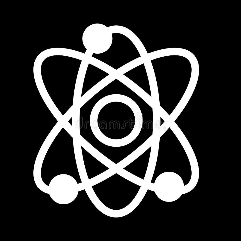 Atom Vector Icon. Black and White Illustration of Science . Solid ...