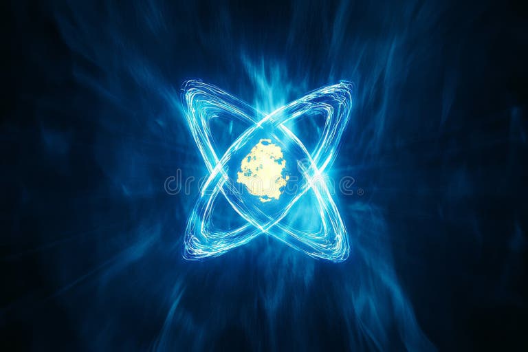 An Atom is Visually Depicted with Its Electrons in Orbit within a Dark ...