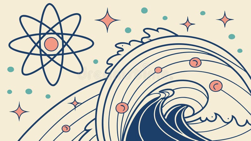 Atom and Waves: Science, Energy, Natural Forces Vector Art, Vector ...