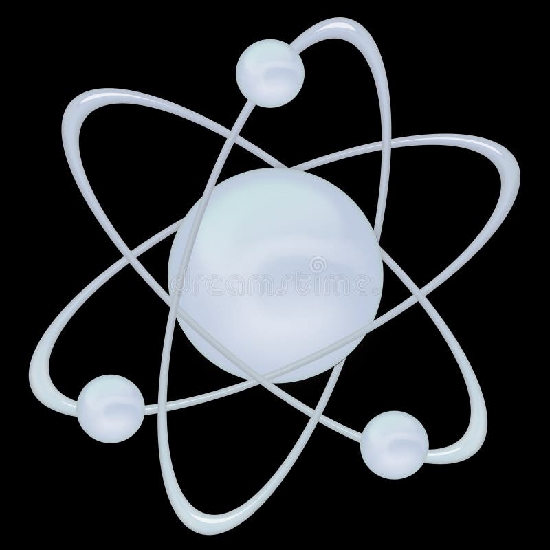 Atom White - Black Background Stock Illustration - Illustration of ...