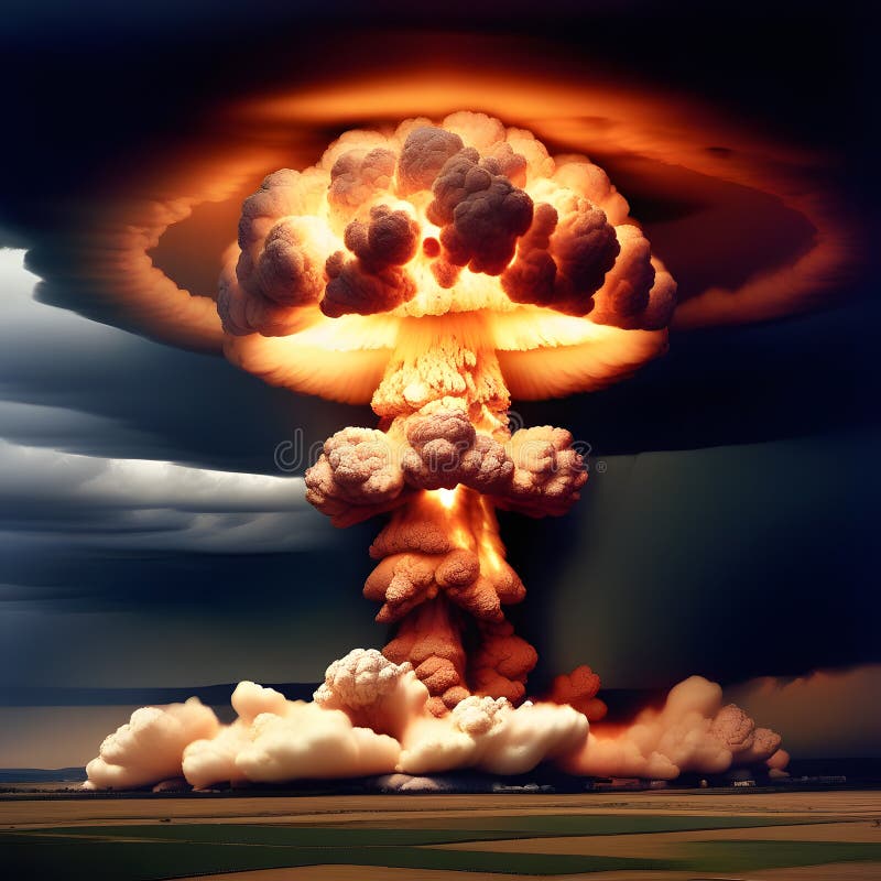 Atomic bomb, AI-generatet stock illustration. Illustration of lightning ...