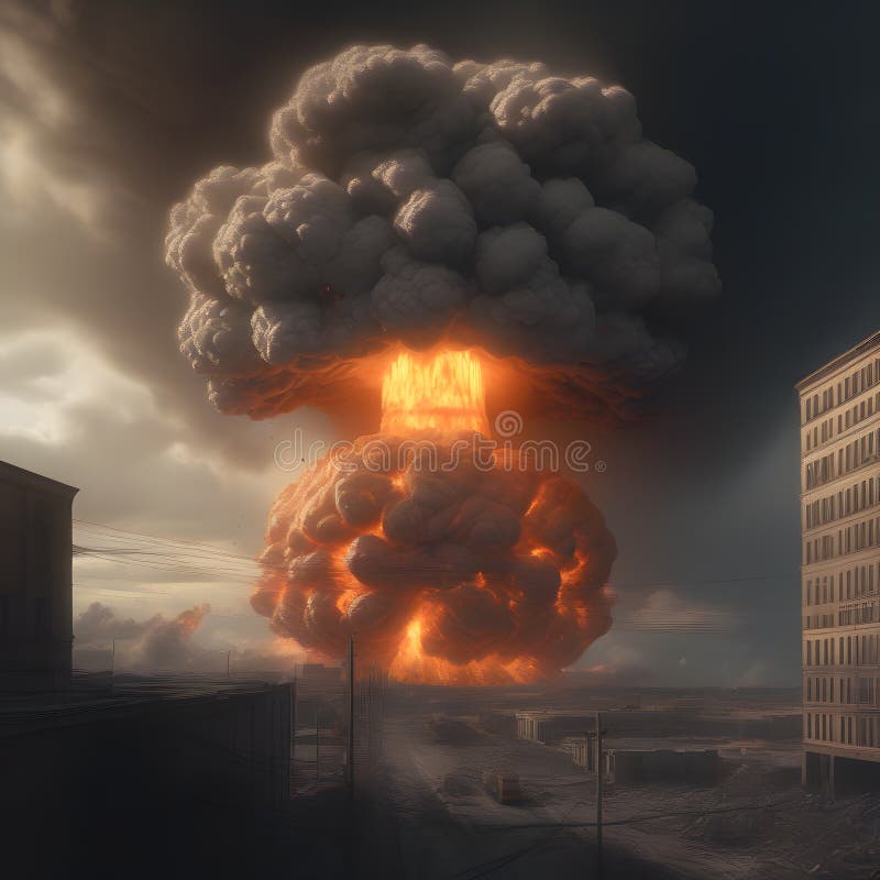 Atomic bomb, AI-generatet stock illustration. Illustration of lightning ...