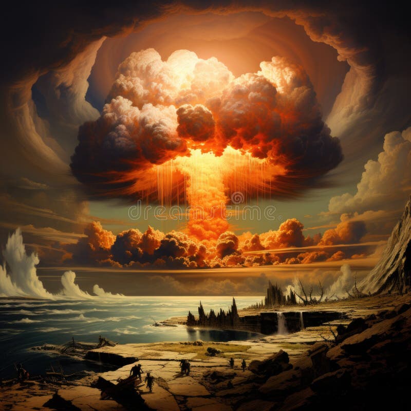Atomic Bomb Explosion, War Illustration. Stock Illustration ...