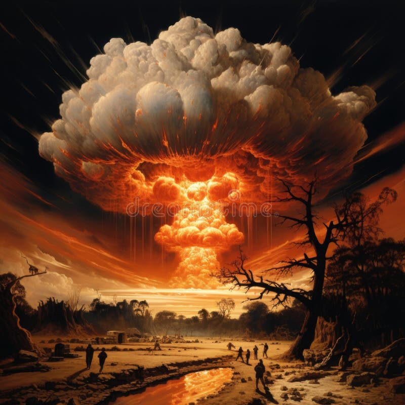 Atomic Bomb Explosion, War Illustration. Stock Illustration ...