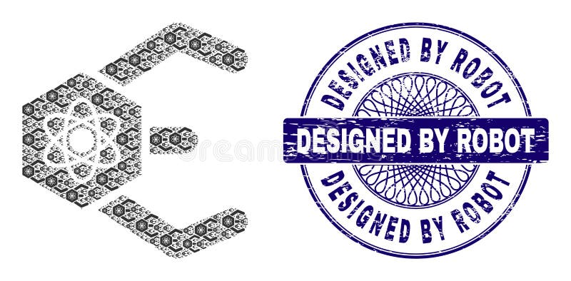 Atomic Bot Recursive Mosaic of Atomic Bot Icons and Distress Designed ...