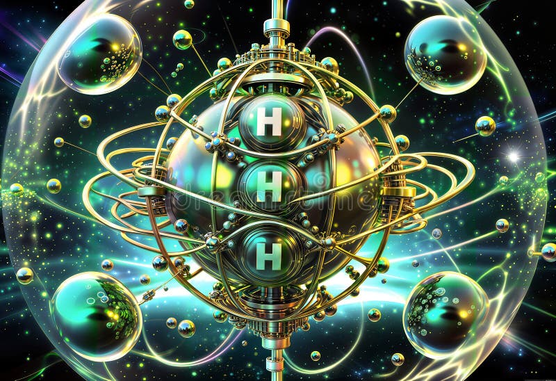 Atomic Clock: Abstract Art with Hydrogen Molecules and Spheres ...