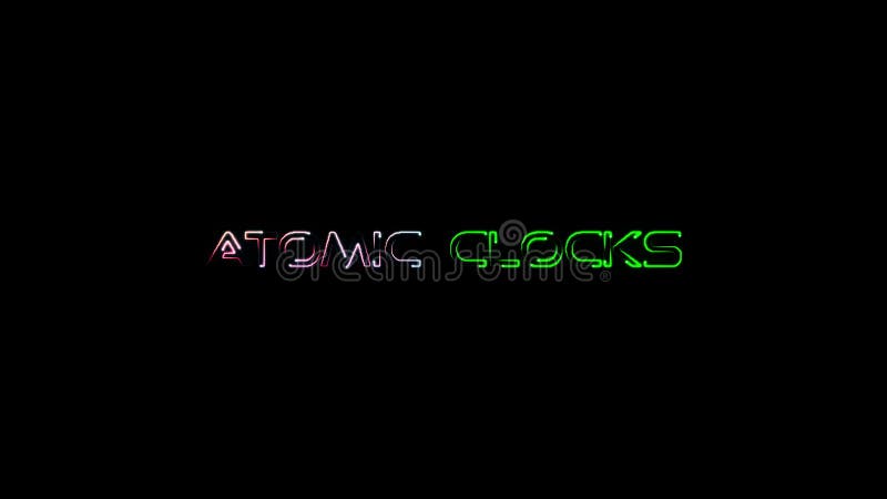 Atomic Clocks Colorful Neon Laser Text Glitch Effect Animation Stock ...