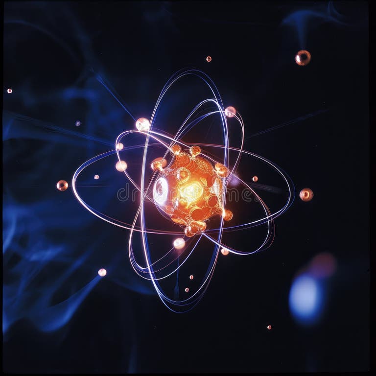 Atomic Dance: Subatomic Realm, Electrons, Neutrons, and Protons Orbit a ...
