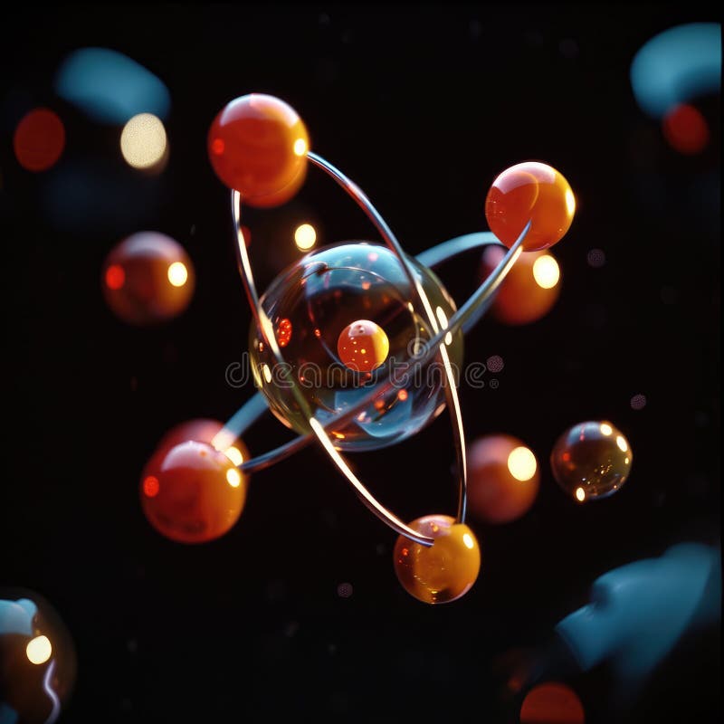 Atomic Dance: Subatomic Realm, Electrons, Neutrons, and Protons Orbit a ...