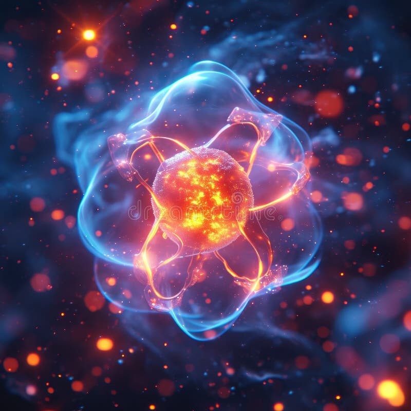 Atomic Dance: Subatomic Realm, Electrons, Neutrons, and Protons Orbit a ...