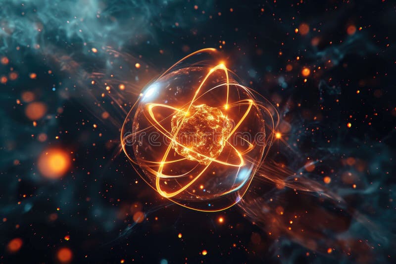 Atomic Dance: Subatomic Realm, Electrons, Neutrons, and Protons Orbit a ...