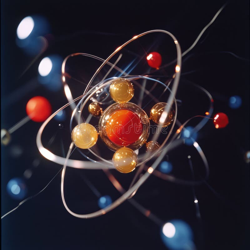 Atomic Dance: Subatomic Realm, Electrons, Neutrons, and Protons Orbit a ...