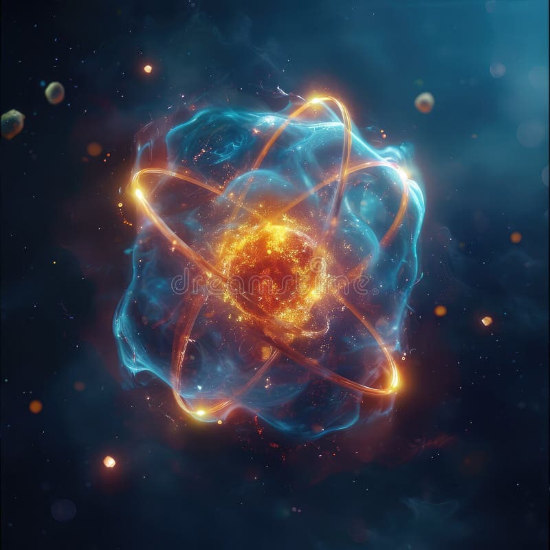 Atomic Dance: Subatomic Realm, Electrons, Neutrons, and Protons Orbit a ...