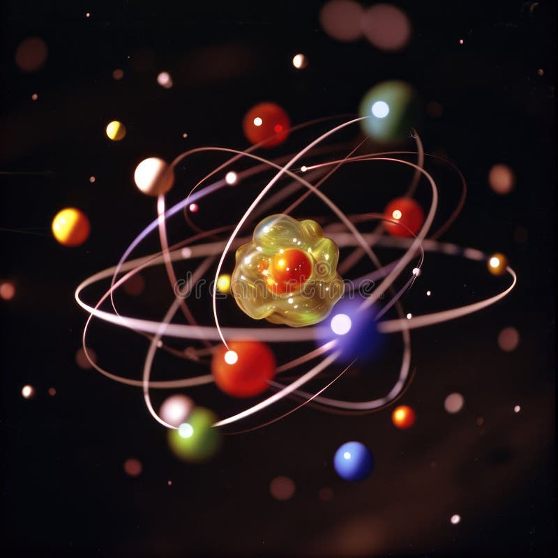 Atomic Dance: Subatomic Realm, Electrons, Neutrons, and Protons Orbit a ...