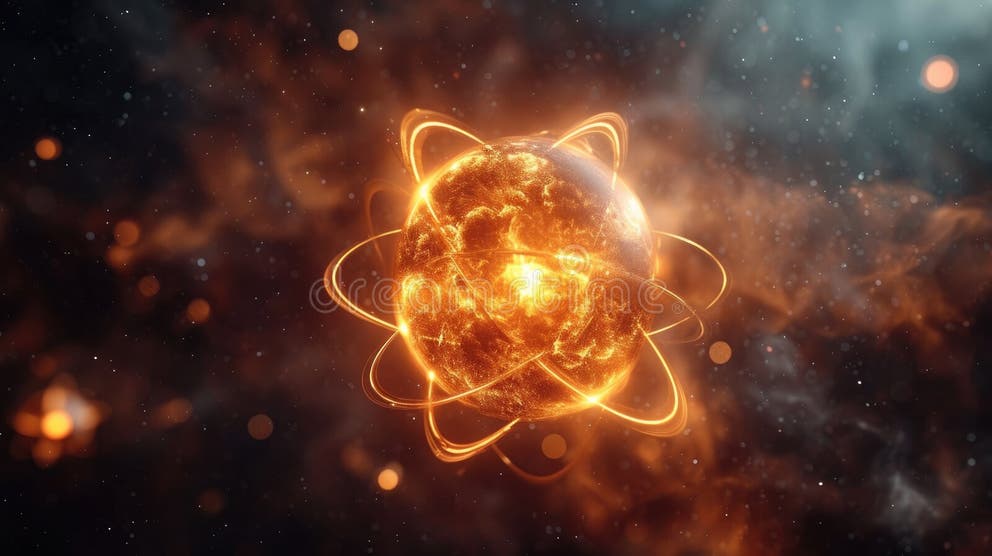 Atomic Dance: Subatomic Realm, Electrons, Neutrons, and Protons Orbit a ...