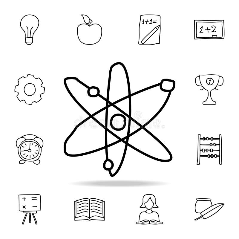 Sketch Atomic Structure Icon. Sketch Atom Stock Vector - Illustration of micro, design: 231290523
