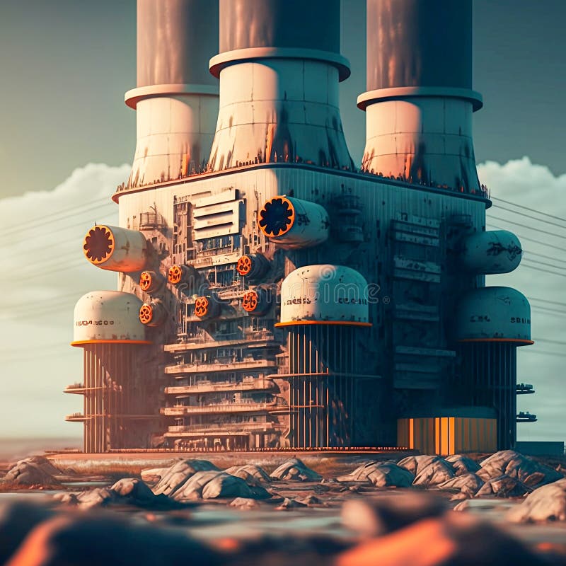 Atomic Energy Nuclear Center Building Stock Illustration - Illustration ...