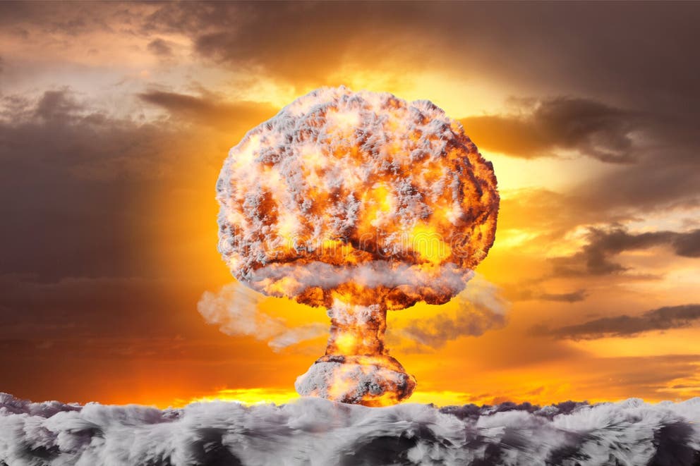 Atomic Explosion Against the Sunset Sky Stock Illustration ...